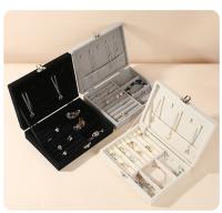 China White Velvet Jewelry Storage Box with Buckle , Jewelry Organizer Display Case for sale