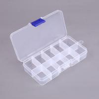 China Blue Button Small Plastic Storage Box Removable 10 Grid Jewelry Organizer Case for sale