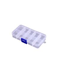 China Blue Button Small Plastic Storage Box Removable 10 Grid Jewelry Organizer Case for sale