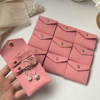 China Compact Strawberry Pink Jewelry Organizer Bag for Rings Earrings Necklace 6x5.5cm for sale