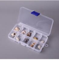 China Blue 10 Grid PP Plastic Storage Box Removable Divider Organizer with Blue White Button for sale