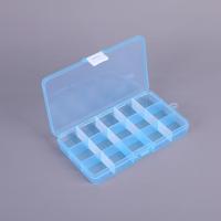 China 15 Grid Plastic Jewelry Organizer Box Blue Removable For Jewelry Beads for sale