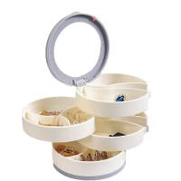 China White Rotating Jewelry Organizer Box 10x10x10cm For Compact Storage for sale