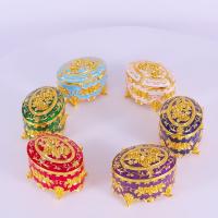 China Enamel Oval Metal Jewelry Organizer Box Compact 8.9x5.9cm For Weddings Anniversaries for sale