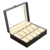 China Black 10 Slot Watch Storage Box Luxury PU Organizer Display Case 0.8kg for sale