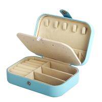 China Blue Bedroom Jewelry Storage Box For Rings Necklaces And Earrings for sale