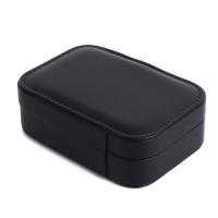 China Black Jewelry Travel Storage Box For Rings Necklaces And Earrings for sale