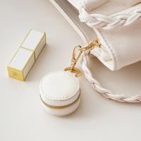 China White PU Leather Travel Jewelry Organizer Box Round Mini for Rings Earrings for sale