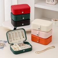China Jujube Red PU Leather Jewelry Organizer Box with Velvet Lined Interior for sale