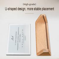 China Solid Wood Based Acrylic Sign Holder Menu Display Stand For Advertising Cards for sale