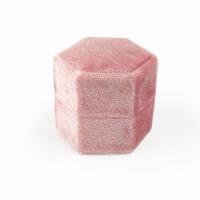 China G118 Pink Velvet Hexagon Ring Box Elegant Jewelry Organizer for Gifts for sale