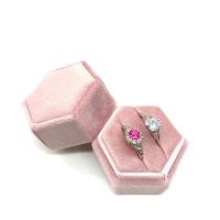China G118 Pink Velvet Hexagon Ring Box Elegant Jewelry Organizer for Gifts for sale