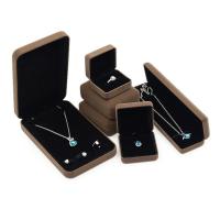 China Brown Jewelry Velvet Packaging Box For Necklace Rings for sale