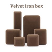 China Brown Jewelry Velvet Packaging Box For Necklace Rings for sale