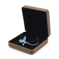 China Brown Jewelry Velvet Packaging Box For Necklace Rings for sale