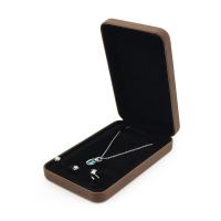 China Brown Jewelry Velvet Packaging Box For Necklace Rings for sale