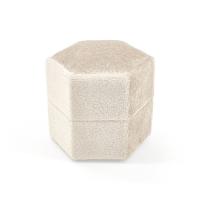 China Beige Velvet Hexagon Ring Jewelry Organizer Boxes 5cm for Gifts for sale