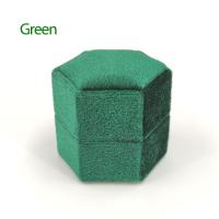 China G116 Green Velvet Hexagonal Ring Packing Box Custom Luxury Jewelry Boxes for sale