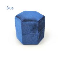 China G119 Blue Velvet Hexagonal Ring Packaging Box Luxury Jewelry Gift Box for sale