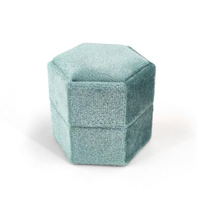 China Custom G84 Lake Blue Velvet Ring Packaging Box for Jewelry Gift Box Product Weight 0.035kg for sale
