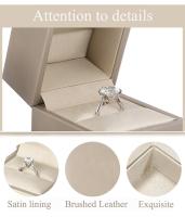 China PU Leather Fabric Gold Ring Packaging Box Customized With Statin Lining for sale