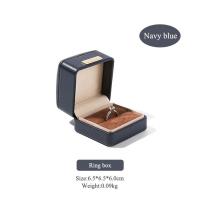 China Navy Blue PU Leather Ring Box Jewelry Storage Box For Weddings for sale
