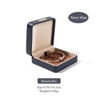 China Navy Blue PU Leather Ring Box Jewelry Storage Box For Weddings for sale