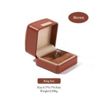 China Brown PU Leather Jewelry Packaging box Elegant Jewelry Storage Gift Box for sale