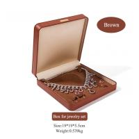 China Brown PU Leather Jewelry Packaging box Elegant Jewelry Storage Gift Box for sale