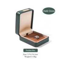 China Dark Green Vintage PU Square Buckle Packaging Box For Jewelry for sale