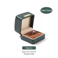 China Dark Green Vintage PU Square Buckle Packaging Box For Jewelry for sale