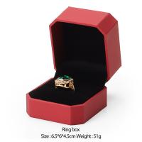 China Red Leatherette Octagon Ring Box Velvet Jewelry Packaging for sale