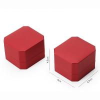China Red Leatherette Octagon Ring Box Velvet Jewelry Packaging for sale