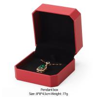 China Red Leatherette Octagon Jewelry Box with Velvet Interior for sale