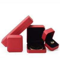 China Red Leatherette Octagon Jewelry Box with Velvet Interior for sale