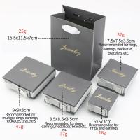 China Gray Bow Specialty Hard Paper Packing Jewelry Boxes For Earrings Ring Gift Box for sale
