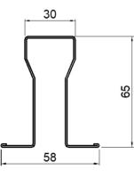 China 0.75mm Thickness Industrial Doors Parts Galvanized Steel Omega Profile H65 for sale