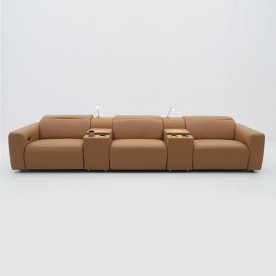 China Leather or Fabric Home Theater Sofa Seating With Dual Motor Recliner And Cup Holder for sale