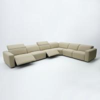 China OEM Logo Modern Power Reclining Sectional Couch With Marble Chaise Extension for sale