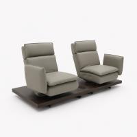 China Contemporary Style Two Seater Swivel Sofa With Adjustable Armrest And Footrest for sale
