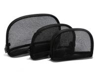 China Minimalist Black Mesh Zipper Cosmetic Bags For Promotional Activities for sale