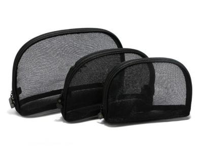 China Minimalist Black Mesh Zipper Cosmetic Bags For Promotional Activities for sale