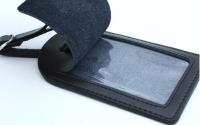 China Black Cow Splited Leather Suitcase Luggage Tags Custom Logo Acceptable for sale