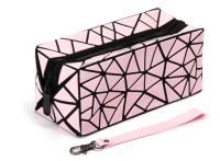 China Foldable Makeup Toiletry Bag , Diamond Pattern PVC Cosmetic Travel Bag for sale