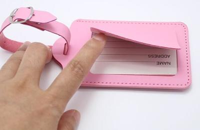 China Custom Travel Luggage Tags , PU Leather Suitcase Identification Tag for sale