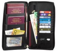 China Premium PU / PVC Leather Travel Wallet Men's Travel Document Holder With Zipper for sale