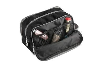 China Premium Jacquard Polyester Fashion Cosmetic Bag With 3 Zip Pockets for sale