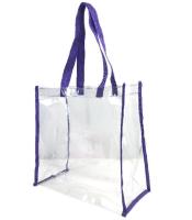 China Transparent PVC Promotional Shopping Bags With Long Webbing Shoulder Strap for sale