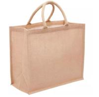 China Hessian Burlap Promotional Shopping Bags , Plain Jute Beach Tote Bag for sale