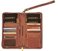 China Mens Stylish Leather Wallet , Zipper Closure Travel Document Wallet for sale